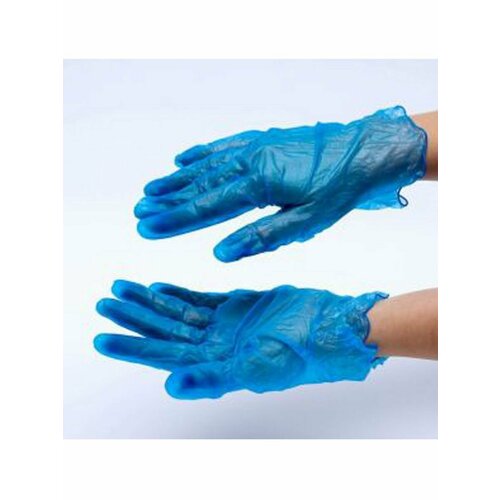 Перчатки виниловые голубые (50 пар) размер L