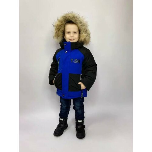 Парка Зимняя куртка для мальчика YS 2(1/20), размер 92, синий, черный