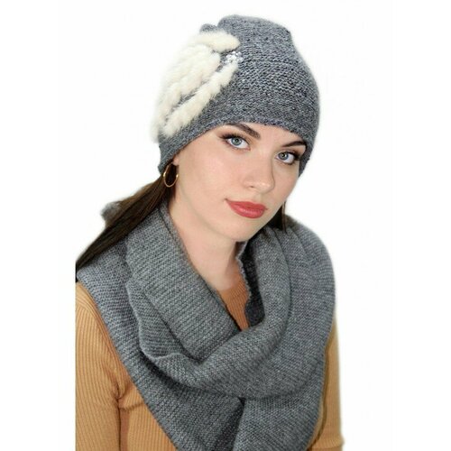 Комплект Lemmex Комплект "Адельмия" шапка+шарф, размер 57-58, серый