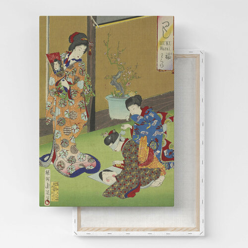 Картина на холсте, репродукция / Тоёхара Тиканобу - Восточные обычаи / Размер 60 x 80 см
