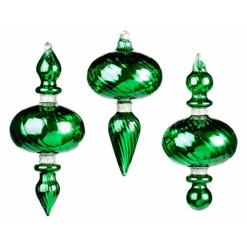 Набор ёлочных украшений восточные сказки, стекло, зелёный, 15 см, 12 шт, Goodwill P30508-набор