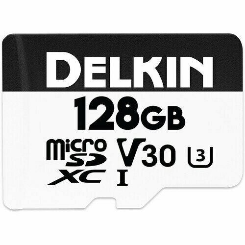Карта памяти Delkin Devices Hyperspeed microSDXC 128GB UHS-I U3 V30, R/W 100/75 МБ/с c адаптером