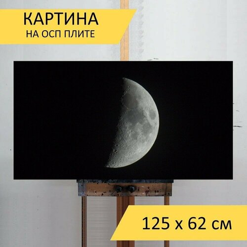 Картина на ОСП 125х62 см. "Луна, небо, ночь" горизонтальная, для интерьера, с креплениями