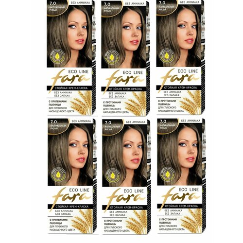 Fara Краска для волос "Eco Line", тон 7.0 натуральный русый, 125 мл, 6 шт
