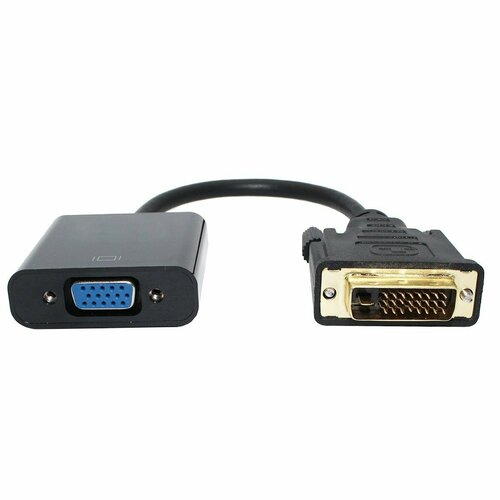 Переходник DVI D VGA конвертер адаптер длина кабеля 0,2м, черный, пакет 24+1 контакт (dvi-d 24+1)