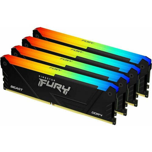 Оперативная память 128Gb DDR4 3200MHz Kingston Fury Beast Black RGB (4x32Gb KIT) (KF432C16BB2AK4/128)