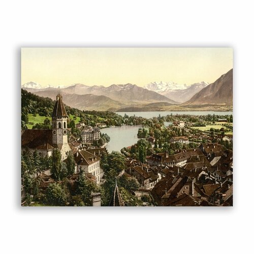 Постер, плакат на бумаге / Thun, general view, Bernese Oberland, Switzerland / Размер 80 x 106 см