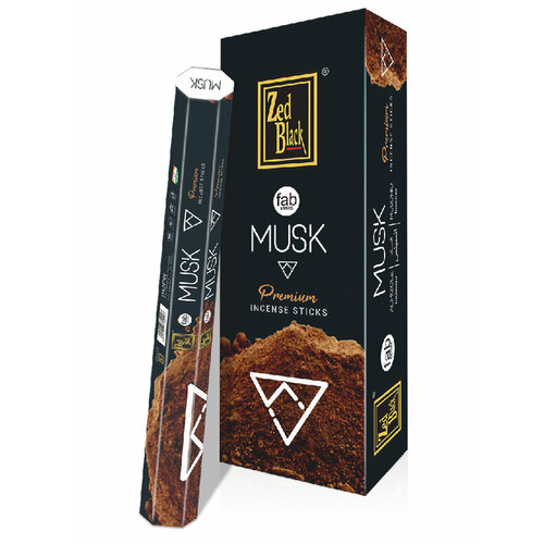 MUSK fab series Premium Incense Sticks, Zed Black (муск премиум благовония палочки, Зед Блэк), уп. 20 палочек.