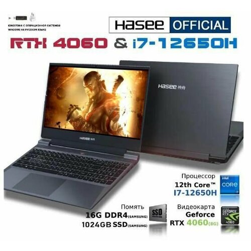 Игровые ноутбуки Hasee S8D6（2656QH）FHD, i7-12650H,16GB+1024GB, RTX 4060 (8GB)