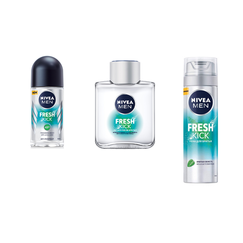 Набор Nivea Men Fresh Kick: пена для бритья, лосьон после бритья, антиперспирант