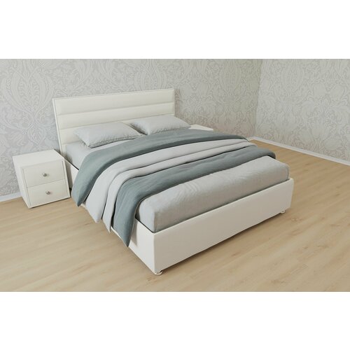 Односпальная кровать Милан 90x200 основание металлическое с ламелями велюр белый без ножек