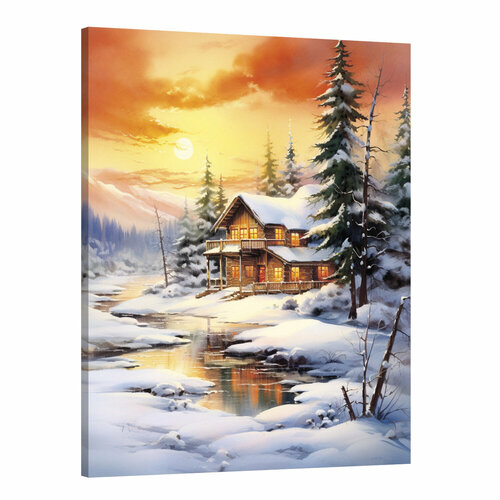 Интерьерная картина 50х70 "Зима в золоте"