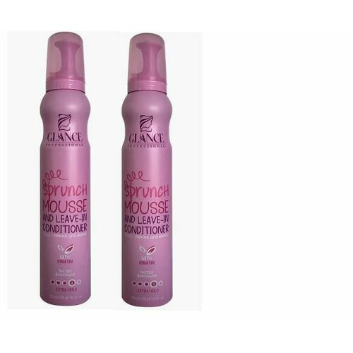 GLANCE Professional Мусс-Пенка для волос KERATIN Экстра фиксация, 200 мл, 2 уп.
