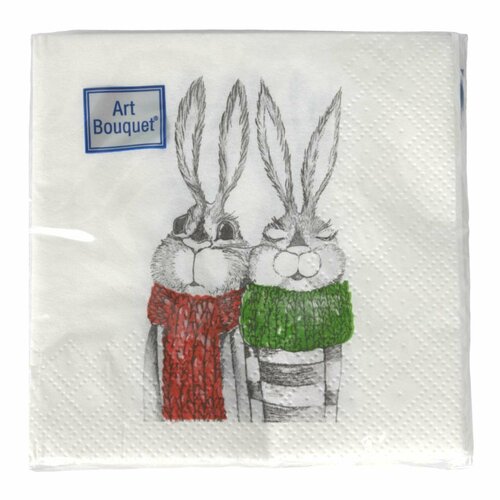 Салфетки бумажные Art Bouguet Кролики, 2-сл, 20 см, 30 шт