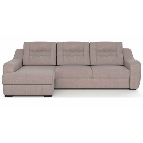 Угловой диван-кровать, раскладной, высоковыкатной, PUSHE Ройс, левый угол, коричневый Malta 9
