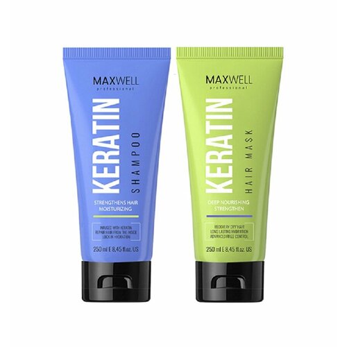 Комплект для домашнего ухода MAXWELL Keratin Shampoo 250 ml + Keratin Mask 250 ml