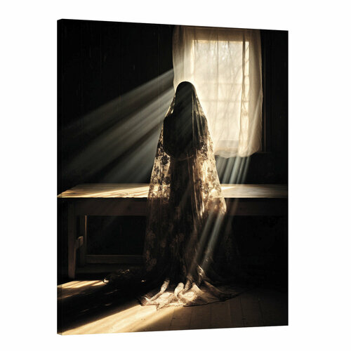 Интерьерная картина 50х70 "Девушка под покрывалом"
