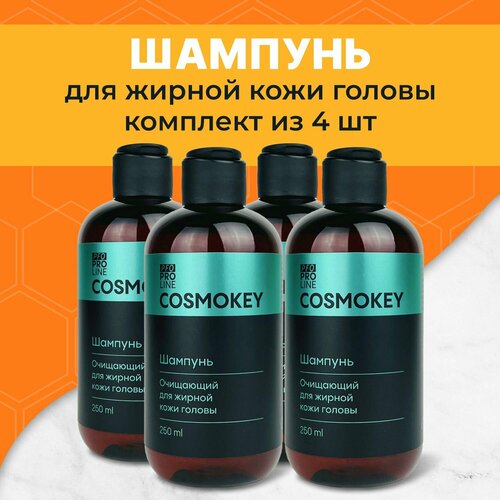 Cosmokey / Космокей Шампунь очищающий против перхоти, зуда с корнем имбиря и кофеином 4 шт по 250 мл