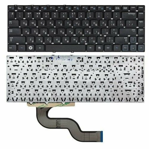 Клавиатура для ноутбука Samsung RC410, RV411, RV412, RV415, RV420 Series. Плоский Enter. Черная, без рамки