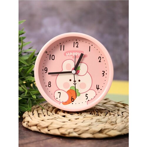 Часы настольные с будильником Playful bunny pink