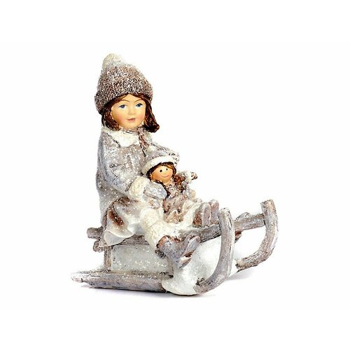 Декоративная фигура зимние радости: девочка эйни на санках, полистоун, 11 см, Goodwill MC38074-1