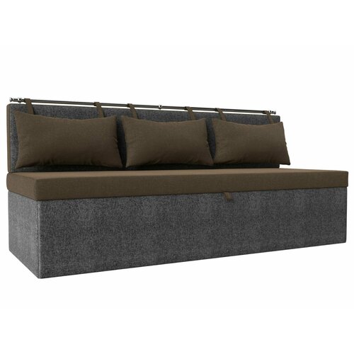Кухонный прямой диван-кровать Метро, Рогожка коричневая и серая