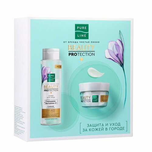 Подарочный набор Чистая Линия Beauty Protection: тонер, 110 мл + крем-флюид для лица, 45 мл (комплект из 2 шт)