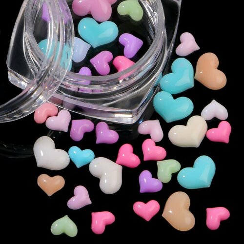 Декоративные элементы для ногтей 3D бан сердца пастель разноцв пакет QF 9855078