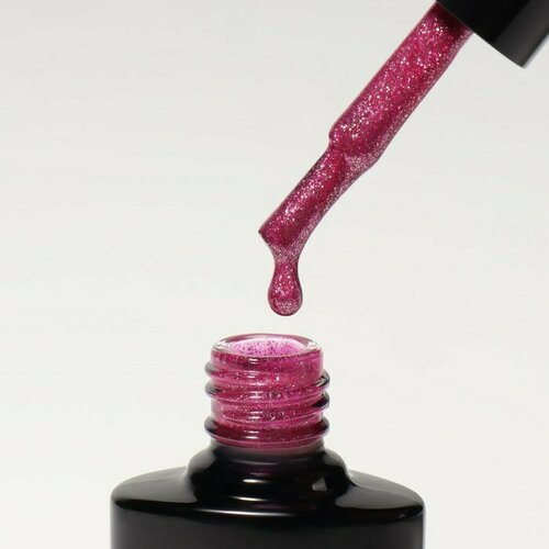 Гель лак для ногтей, «CHROME», шиммерный, 3-х фазный, 8мл, LED/UV, цвет ярко-розовый (017) (комплект из 7 шт)