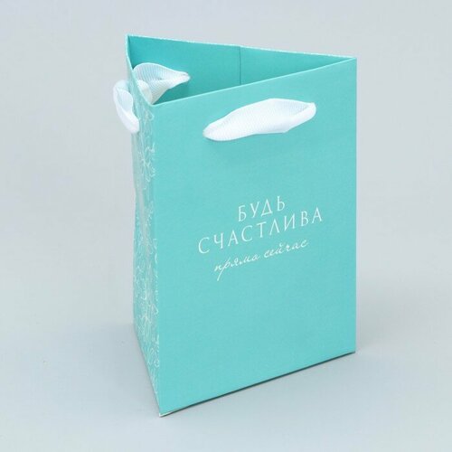 Упаковка подарочная, Пакет для цветов треугольный «Будь счастлива», 12 х 8.3 х 9.6 см
