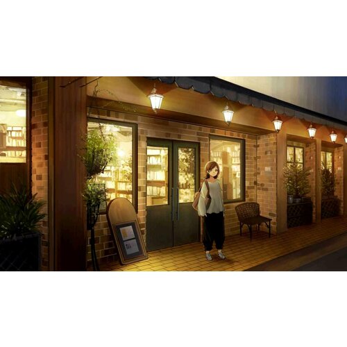 Картина на холсте 60x110 LinxOne "Девушка кафе аниме" интерьерная для дома / на стену / на кухню / с подрамником