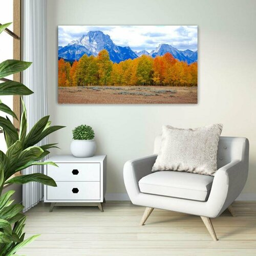 Картина на холсте 60x110 LinxOne "Природа Деревья Осень Горы" интерьерная для дома / на стену / на кухню / с подрамником