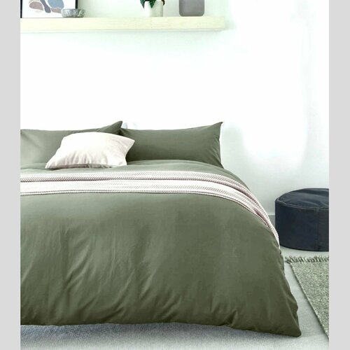 Однотонное постельное бельё sp003-1-70, цвет Олива, 1.5 спальный, матовый сатин, наволочки 70x70
