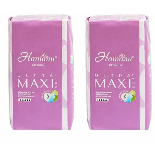 Натали Premium Прокладки гигиенические женские, ультра макси-софт, в упаковке 8 шт, 2уп