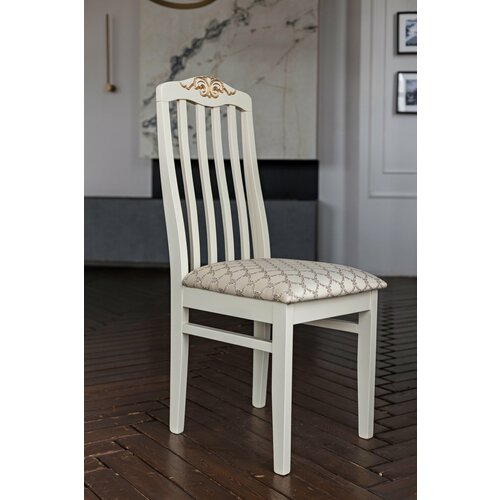 Деревянный стул для кухни из массива бука Катрин 1 шт, цвет слоновая кость