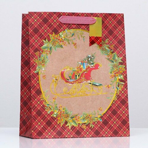 Подарочный пакет КНР "Новогодние сани", 26х32х12 см (0396.472)