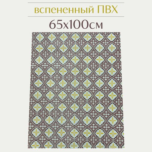 Напольный коврик для ванной из вспененного ПВХ 65x100 см, пудровый/бордовый/желтый, с рисунком