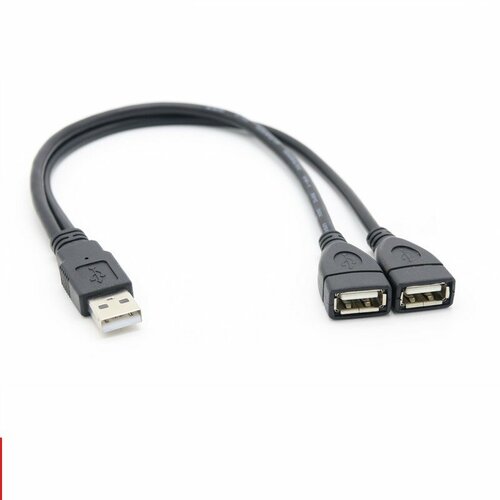 Разветвитель концентратор USB хаб (HUB) на 2 порта USB 2.0 (один порт только для зарядки) длина 30см