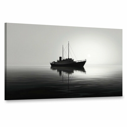 Интерьерная картина 100х60 "Корабль в закатных водах"