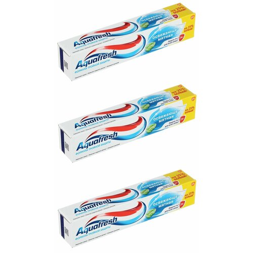 Aquafresh Зубная паста Освежающе-мятная, 125 мл, 3 шт