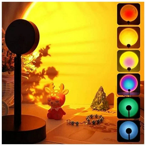 Светильник проектор заката 16 цветов Sunset Lamp декоративная лампа для фото ночник для TikTok для дома закат рассвет RGB