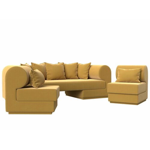 Набор Кипр-3 (диван, 2 кресла), Микровельвет желтый