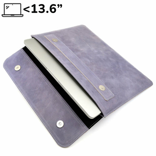 Кожаный Чехол J.Audmorr для ноутбука до 13.6" (Macbook 13, air/pro, m1, m2) серый, NewPort 13 Cloud