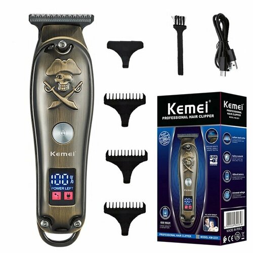 KEMEI-2231 Триммер для стрижки волос "пират" Т-образный нож 0,3-0,5мм (эл. табло )