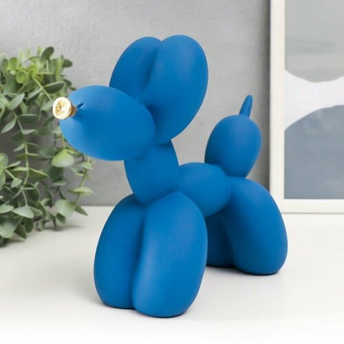 Сувенир полистоун "Воздушный шарик - собачка с золотым носиком" синий 7,5х20,5х17,5 см