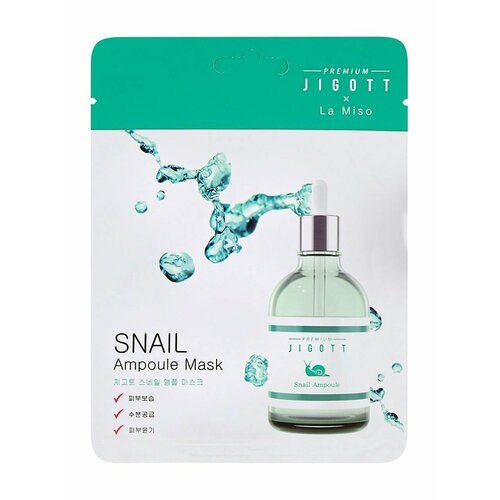 Тканевая ампульная маска с муцином улитки Premium JigottLa Miso Snail Ampoule Mask