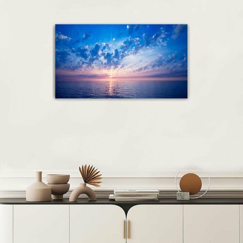 Картина на холсте 60x110 LinxOne "Море свет небо горизонт солнце" интерьерная для дома / на стену / на кухню / с подрамником