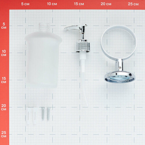 Дозатор для мыла Fora Drop с держателем стекло матовый/металл хром (FOR-DP021)