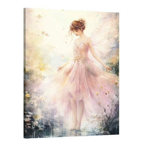 Интерьерная картина 50х70 "Фея в розовом платье"