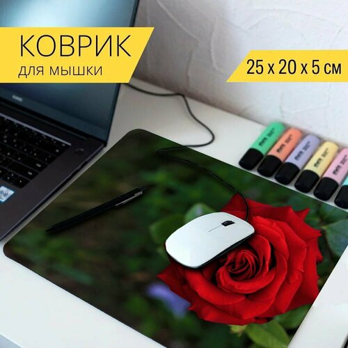 Коврик для мыши с принтом "Rose, роуз, весна" 25x20см.